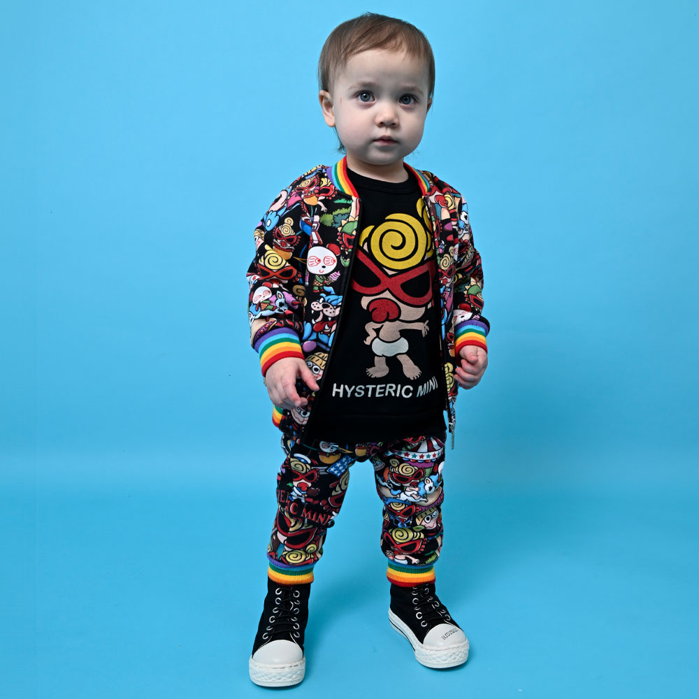 Hysteric Mini Direct Web MY FIRST HYSTERIC HYSTERIC MINI LAND総柄 Viscotex ボンバー裏毛パンツ(80cm ブラック ...