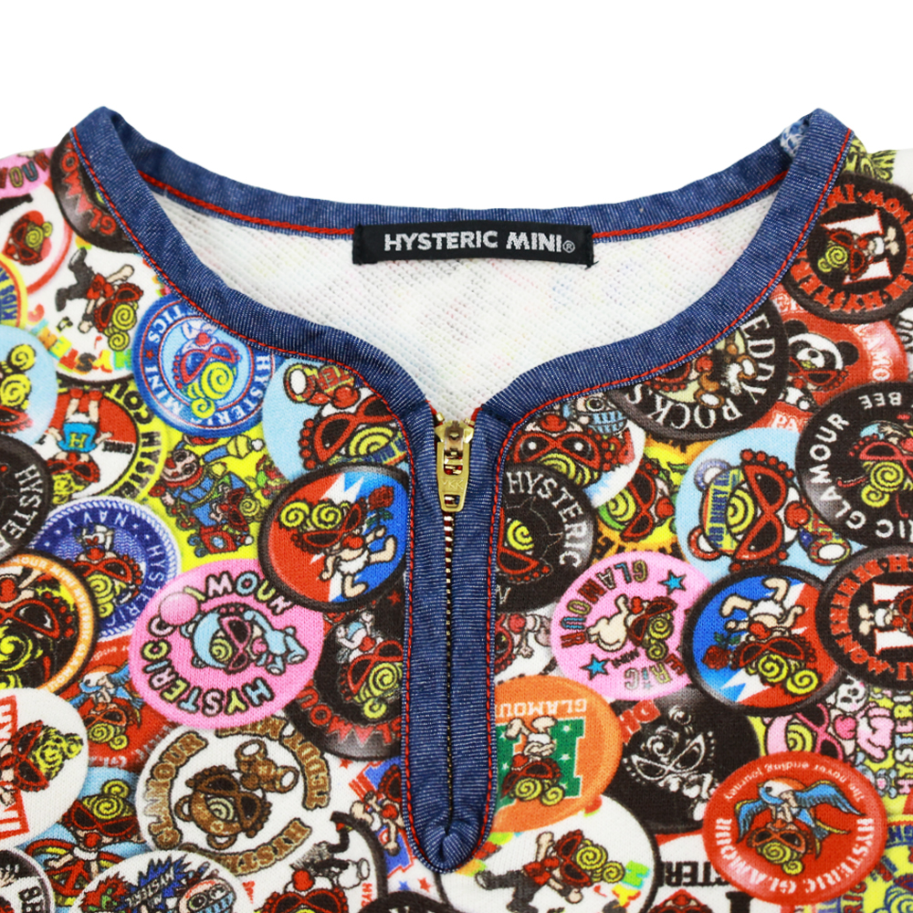 Hysteric Mini Direct Web HystericMini HYS MINI BADGE COLLECTION総柄 Viscotex 裏毛トレーナー(105cm マルチ ...