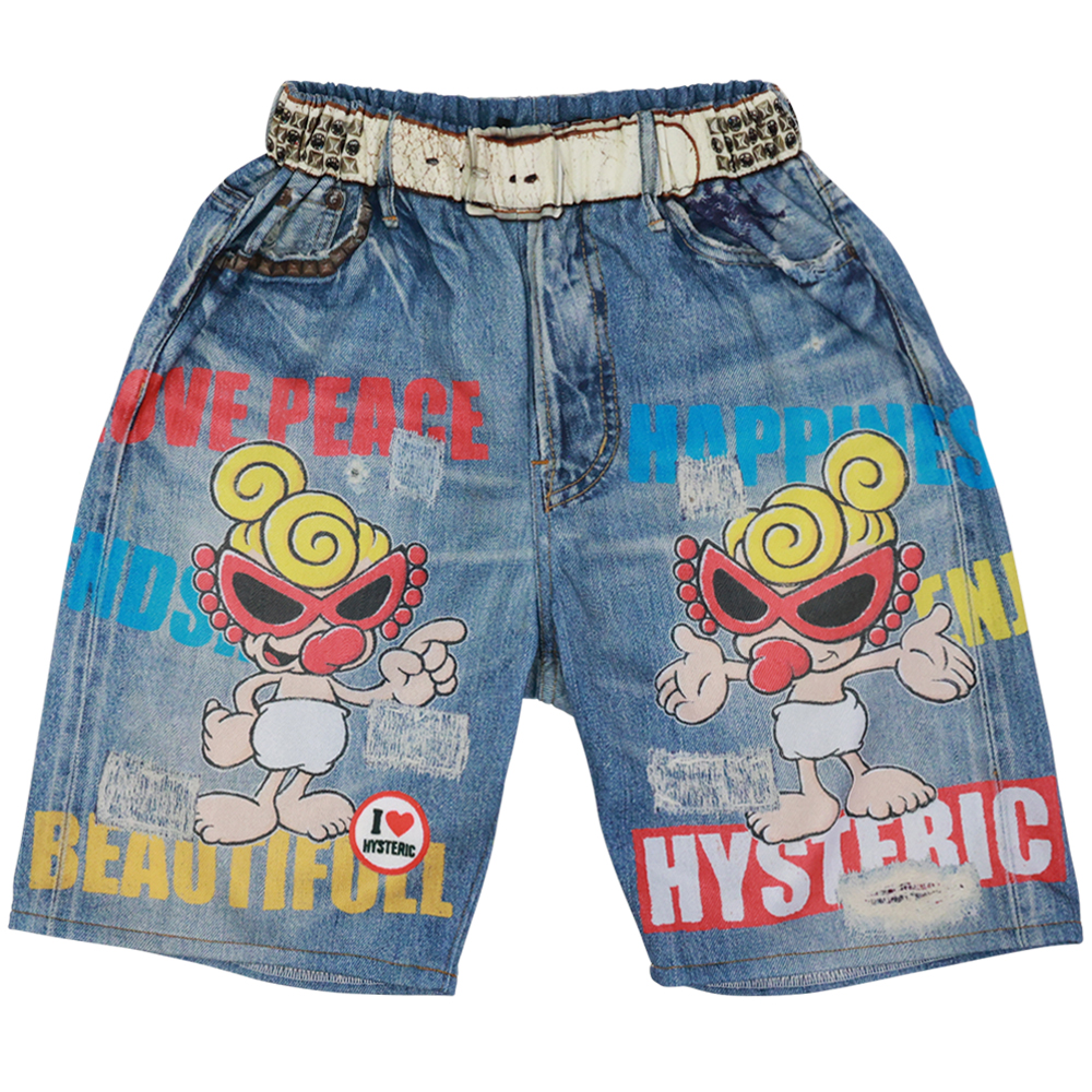 Hysteric Mini Direct Web Hystericmini STANDARD MINI 裏毛 Viscotex Like a denim ショートパンツ(120cm インディゴ ...
